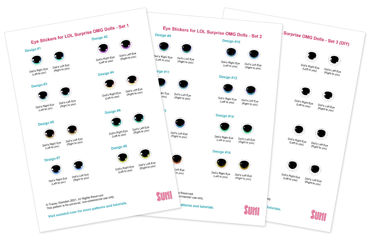 LOL OMG Makeover DIY - Eye Sticker Printables - Suni Doll